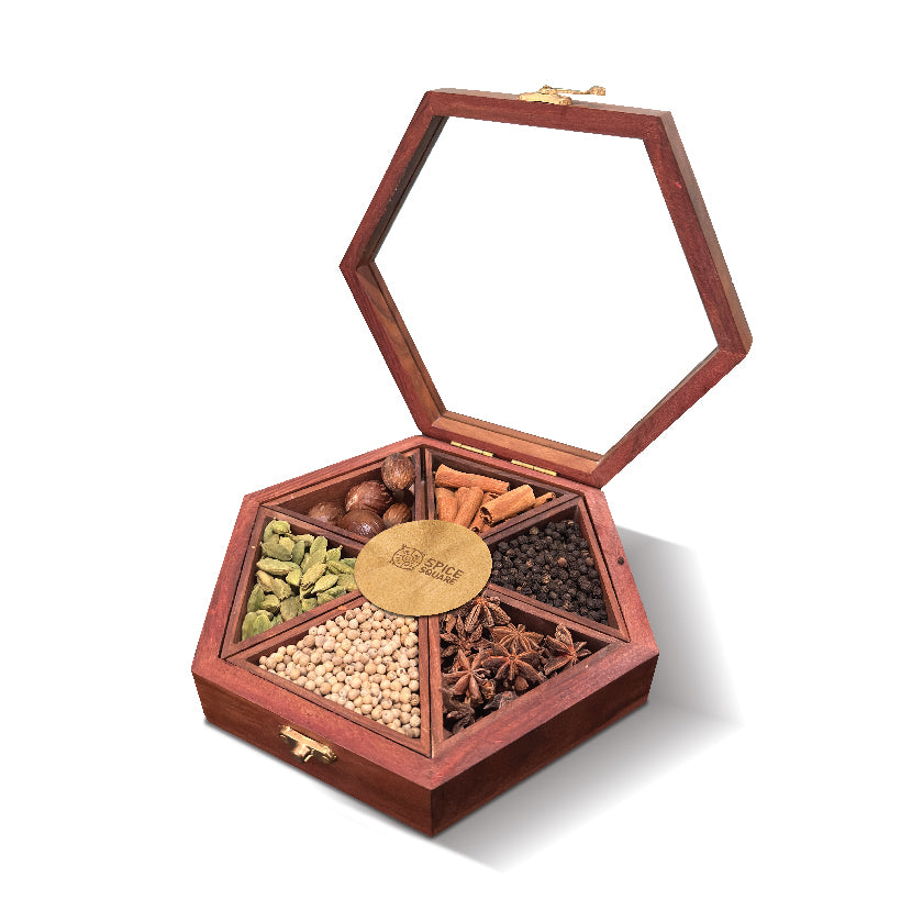 Wooden Hexagon Spices Box - Spice Square Premium Box – The Spice Square
